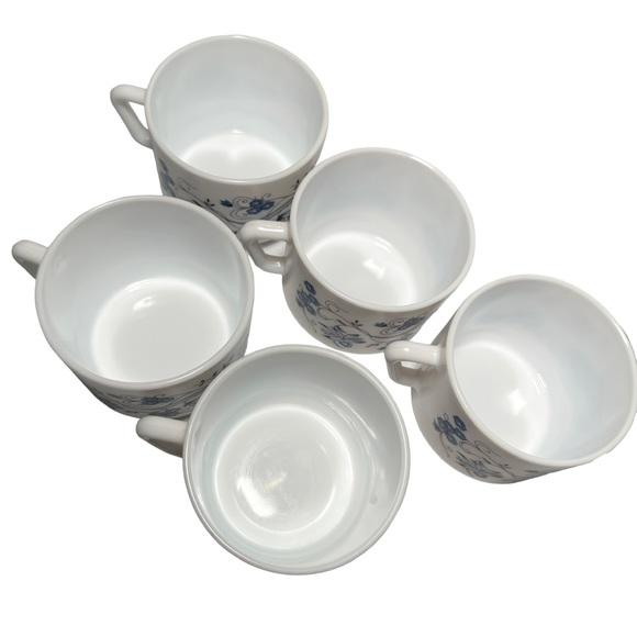 Arcopal | Dining | Arcopal Mugs X5 Stacking White Blue Flowers Vintage ...